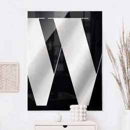 Bilderwelten Glasbild Buchstaben & Zahlen modern schwarz weiss Glas Wandbild - Antiqua Letter W Schwarz - Deko Jugendzimmer