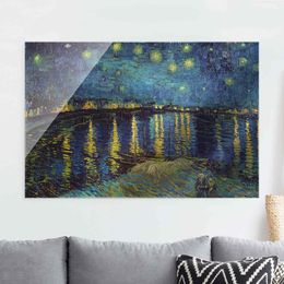 Glasbild Vincent van Gogh - Sternennacht über der Rhône