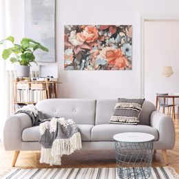 Bilderwelten Leinwandbild Blumen modern Kunstdruck bunt - Illustriertes Blumenmeer - Wandbild XXL Wohnzimmer Schlafzimmer