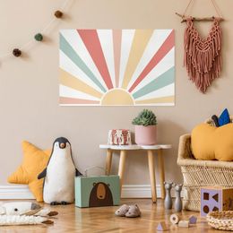 Bilderwelten Leinwandbild Natur Abstrakt Kunstdruck bunt - Boho Sonne Pastell Bunt - Sonnenuntergang XXL Kinderzimmer Baby M&auml;dchen Jungen