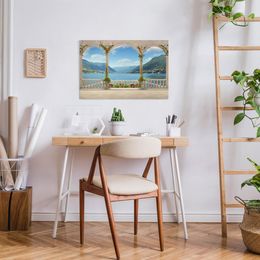 Bilderwelten Leinwandbild Natur Motiv Kunstdruck blau - Ausblick auf den Comer See - Italien XXL Wohnzimmer Schlafzimmer