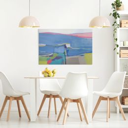 Bilderwelten Leinwandbild originell Abstrakt Kunstdruck blau - Abstrakte helle H&uuml;gel - Wandbild XXL Wohnzimmer Schlafzimmer