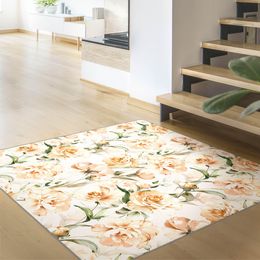 Bilderwelten Teppich Pfingstrosen Aquarell Muster Beige