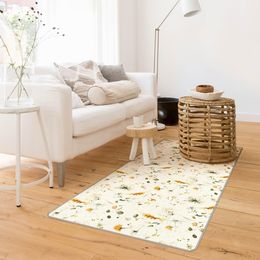 Bilderwelten Teppich Wildblumen Aquarell Muster auf Beige