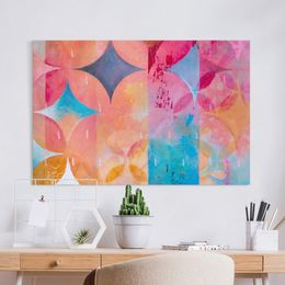 Bilderwelten Leinwandbild originell Abstrakt Kunstdruck bunt - Vintage Sterne und Ornamente - Wandbild XXL Wohnzimmer Schlafzimmer