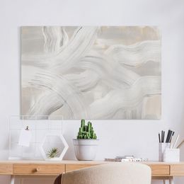 Bilderwelten Leinwandbild originell Abstrakt Kunstdruck weiss - Wei&szlig;e wandernde Wellen - Wandbild XXL Wohnzimmer Schlafzimmer