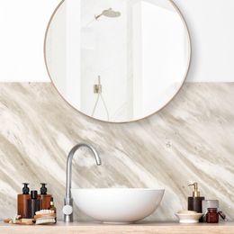Bilderwelten Wandverkleidung Bad Motiv Steinoptik Beton beige - Palissandro Marmor Beige - wasserfest Wandpaneel statt Fliesen