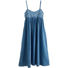 next Kleid 'Cornelli' Damen Gr&ouml;&szlig;e 50 blue denim / wei&szlig; Winterkleid