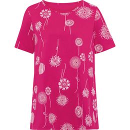 Damen Longshirt mit Pusteblumen-Print pink-wei&szlig;-bedruckt, Gr&ouml;&szlig;e 44