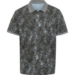 Herren Poloshirt mit Palmen-Print graphit-bedruckt, Gr&ouml;&szlig;e 56/58