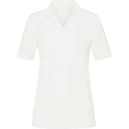 Damen Poloshirt mit V-Ausschnitt ecru, Gr&ouml;&szlig;e 42