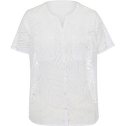 Damen Kurzarm-Bluse mit Brusttaschen weiß, Größe 54
