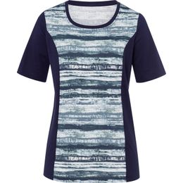 Damen Kurzarmshirt mit Grafik-Druck marine-hellblau-bedruckt, Gr&ouml;&szlig;e 52