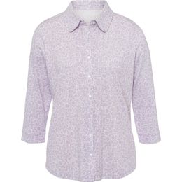 Damen Druckbluse mit abgesteppten Biesen vorne ecru-flieder-bedruckt, Größe 44