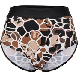 Damen Bikini-Hose mit Rundum-Dehnbund champagner-schoko-bedruckt, Gr&ouml;&szlig;e 38