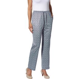 Damen Jerseyhose in floralem Dessin marine-weiß-geblümt, Größe 48