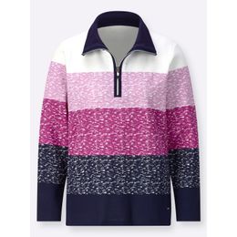 WITT Damen Sweatshirt mit Ringel-Druck, magenta-marine, Gr&ouml;&szlig;e 38
