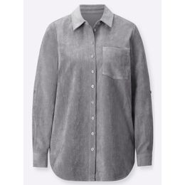 WITT Damen Longbluse mit krempelbaren &Auml;rmeln, steingrau, Gr&ouml;&szlig;e 54