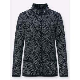 WITT Damen Strickjacke mit Schurwolle, schwarz-ecru-gemustert, Gr&ouml;&szlig;e 40
