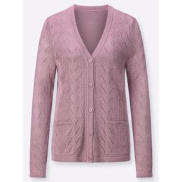 WITT Damen Strickjacke mit 2 aufgesetzten Taschen, mauve, Gr&ouml;&szlig;e 38