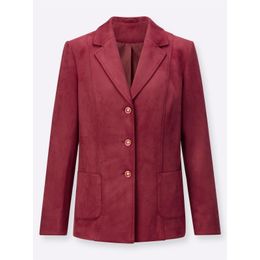WITT Damen Lederimitat-Blazer mit 2 aufgesetzten Taschen, dunkelrot, Gr&ouml;&szlig;e 46