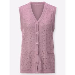 WITT Damen Strickweste mit gewellten Abschl&uuml;ssen, mauve, Gr&ouml;&szlig;e 44