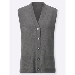 WITT Damen Strickweste mit Merinowolle, anthrazit, Gr&ouml;&szlig;e 40