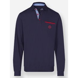 Marco Donati Herren Langarm-Poloshirt in Pikee-Qualit&auml;t, marine-dunkelrot, Gr&ouml;&szlig;e 64/66