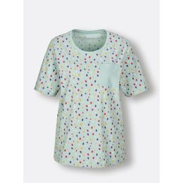 w&auml;schepur w&auml;schepur Damen Schlafanzug-Shirt, kalkmint-bedruckt, Gr&ouml;&szlig;e 36/38