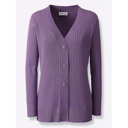 WITT Damen Strickjacke in Ripp-Optik, lila, Gr&ouml;&szlig;e 38