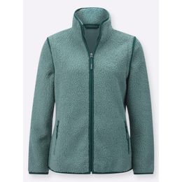 sheego Gro&szlig;e Gr&ouml;&szlig;en Fleecejacke mit abnehmbaren &Auml;rmeln, jade, Gr&ouml;&szlig;e 48 - Damen