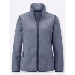 sheego Gro&szlig;e Gr&ouml;&szlig;en Fleecejacke mit abnehmbaren &Auml;rmeln, taubenblau, Gr&ouml;&szlig;e 44 - Damen
