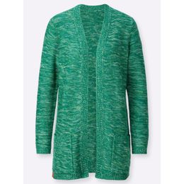 WITT Damen Strickjacke in Longform, meliert, gr&uuml;n-meliert, Gr&ouml;&szlig;e 38