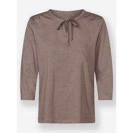 WITT Damen 3/4-Arm-Shirt mit Raffung an der Schulter, taupe, Gr&ouml;&szlig;e 42