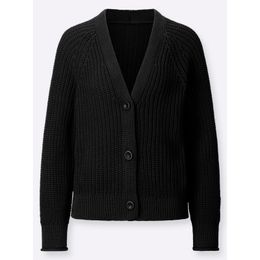 WITT Damen Strickjacke in Grobstrick-Muster, schwarz, Gr&ouml;&szlig;e 38