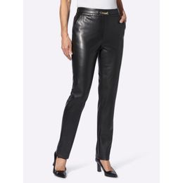 Heine Damen Lederimitathose, Schwarz, Gr. 40, R&ouml;hrenhosen, Material: Polyester