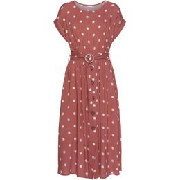 Lascana Damen Midikleid, marsala-creme-bedruckt, Gr&ouml;&szlig;e 42