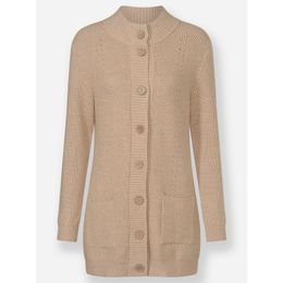 WITT Damen Ajourstrickjacke im Mustermix, beige-ecru-meliert, Gr&ouml;&szlig;e 36