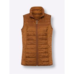WITT Damen Steppweste mit Stehkragen, cognac, Gr&ouml;&szlig;e 50