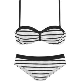 Lascana Damen B&uuml;gel-Bandeau-Bikini, schwarz-wei&szlig;, Gr&ouml;&szlig;e 42D
