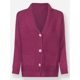 WITT Damen Strickjacke mit Ripp-Muster vorne, erika, Gr&ouml;&szlig;e 40