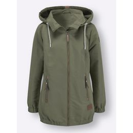 WITT Damen Freizeitjacke mit Lederimitat-Paspeln, khaki, Gr&ouml;&szlig;e 40