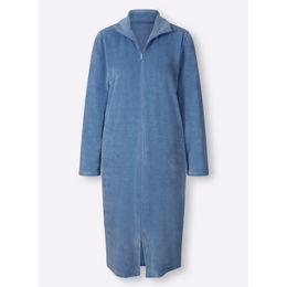 w&auml;schepur w&auml;schepur Damen Morgenmantel in Nicki-Qualit&auml;t, mittelblau, Gr&ouml;&szlig;e 36/38