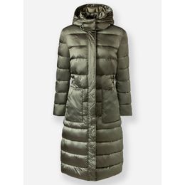 Heine Witt Damen Steppmantel mit bedrucktem Futter, khaki, Gr&ouml;&szlig;e 42