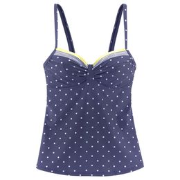 Lascana Damen B&uuml;gel-Tankini-Top, blau-gelb-bedruckt, Gr&ouml;&szlig;e 36C