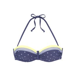 Lascana Damen B&uuml;gel-Bandeau-Bikini-Top, blau-gelb-bedruckt, Gr&ouml;&szlig;e 36C