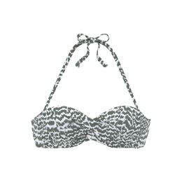 Lascana Damen B&uuml;gel-Bandeau-Bikini-Top, oliv-bedruckt, Gr&ouml;&szlig;e 44E