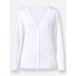WITT Damen Strickjacke mit V-Ausschnitt, ecru, Gr&ouml;&szlig;e 36