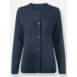 WITT Damen Strickjacke mit Raglan-&Auml;rmeln, dunkelblau-meliert, Gr&ouml;&szlig;e 48