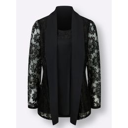 sheego Gro&szlig;e Gr&ouml;&szlig;en Spitzenbluse im Twinset-Look, schwarz, Gr&ouml;&szlig;e 40 - Damen